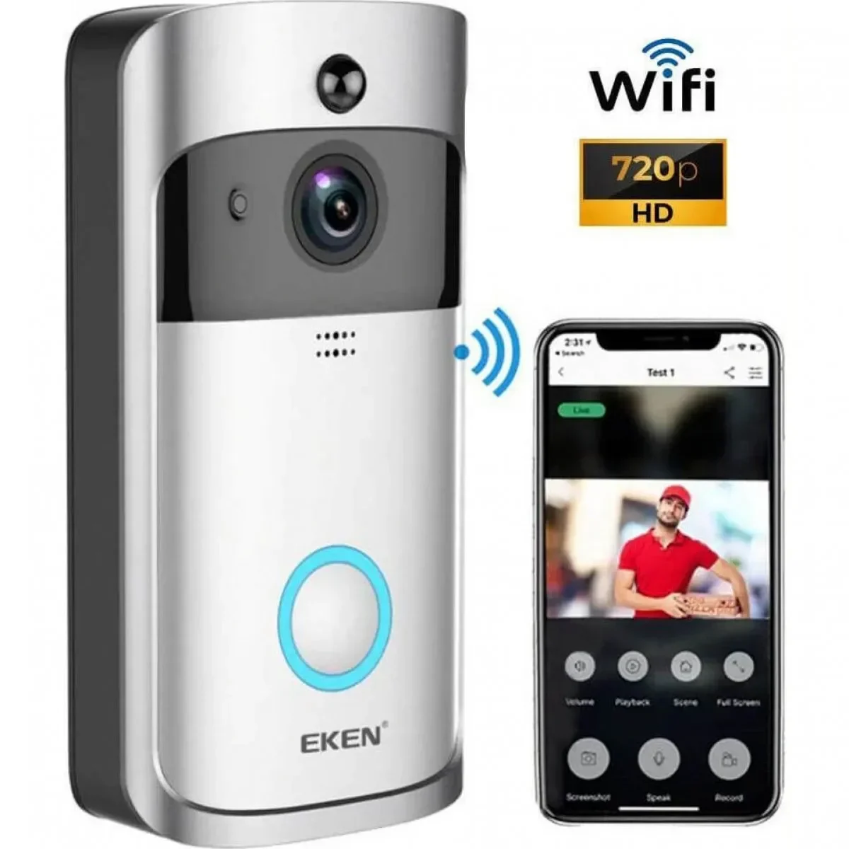 Ασύρματο κουδούνι πόρτας με κάμερα 720P WiFi Video Doorbell EKEN V5 | G ...