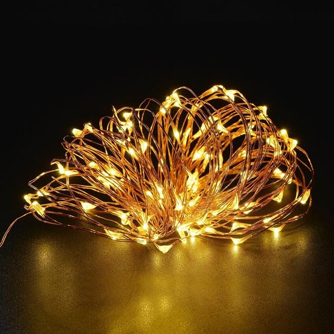 Χριστουγεννιάτικα Λαμπάκια 100 LED Θερμό Λευκό Με Καλώδιο 10m | G for ...