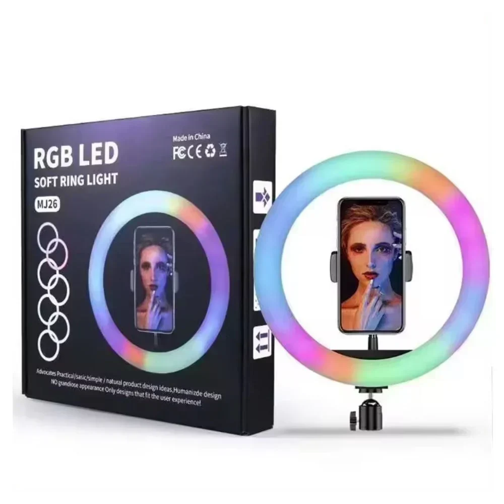 RGB Ring Light MJ26 RGB 26cm 6500K με Τρίποδο Δαπέδου και Βάση για ...