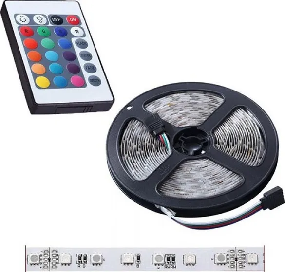 Αδιάβροχη Ταινία LED Τροφοδοσίας 12V RGB Μήκους 5m και 60 LED ανά Μέτρο ...