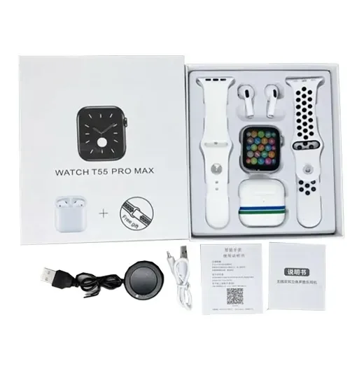 Ρολόι Smartwatch με παλμογράφο, οθόνη αφής & ακουστικά T55 Pro Max ...