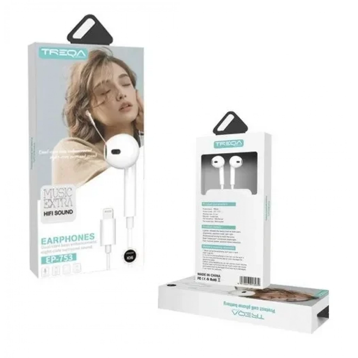 Ακουστικά κινητού Handsfree Earbuds με βύσμα Lightning Treqa EP-753 ...