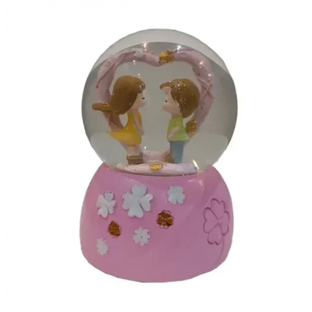 Χιονόμπαλα με καρδιά και δύο ανθρωπάκια 8x12cm σε χρώμα ροζ | G for Gadget