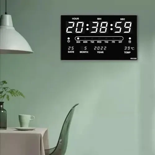 Μεγάλο Ψηφιακό Ρολόι-Πινακίδα Led Με Θερμόμετρο κ Ημερολόγιο HB3320 ...