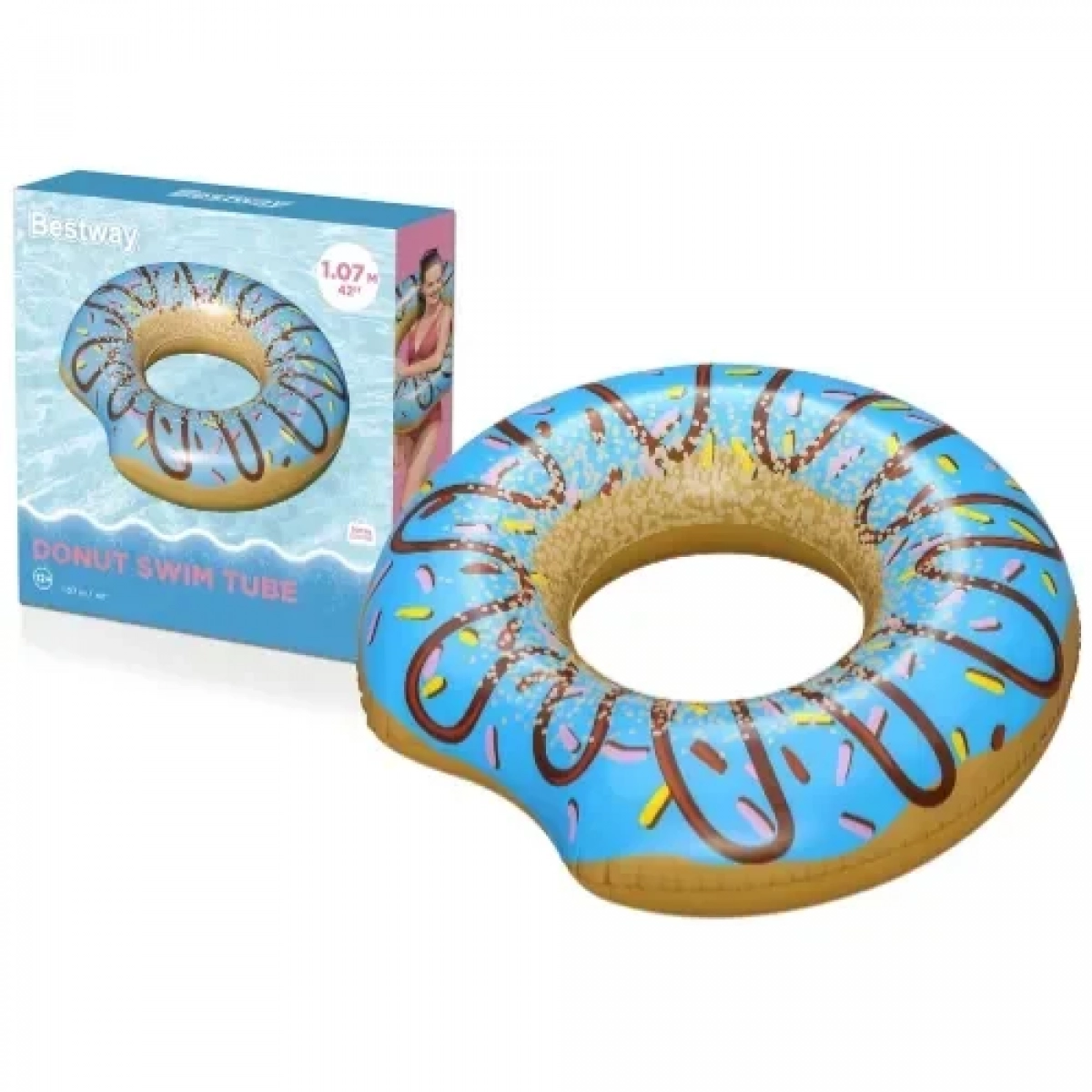 Φουσκωτή Σαμπρέλα Θαλάσσης Donut σε Μπλε Χρώμα 107cm 12+ Bestway 36118 ...