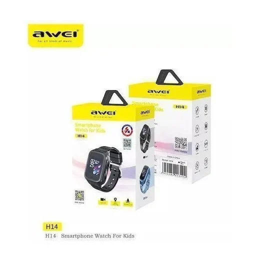 Awei H14 Παιδικό Smartwatch με GPS και Καουτσούκ/Πλαστικό Λουράκι Μαύρο ...
