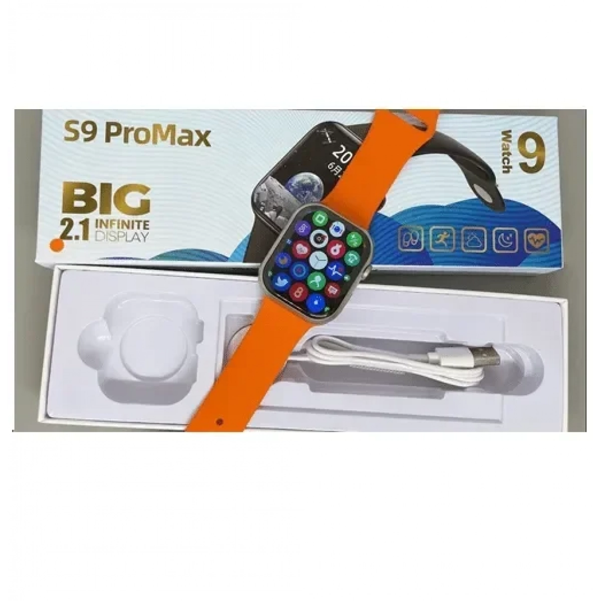 Smartwatch S9 PRO MAX BIG 45mm - πορτοκαλί | G for Gadget