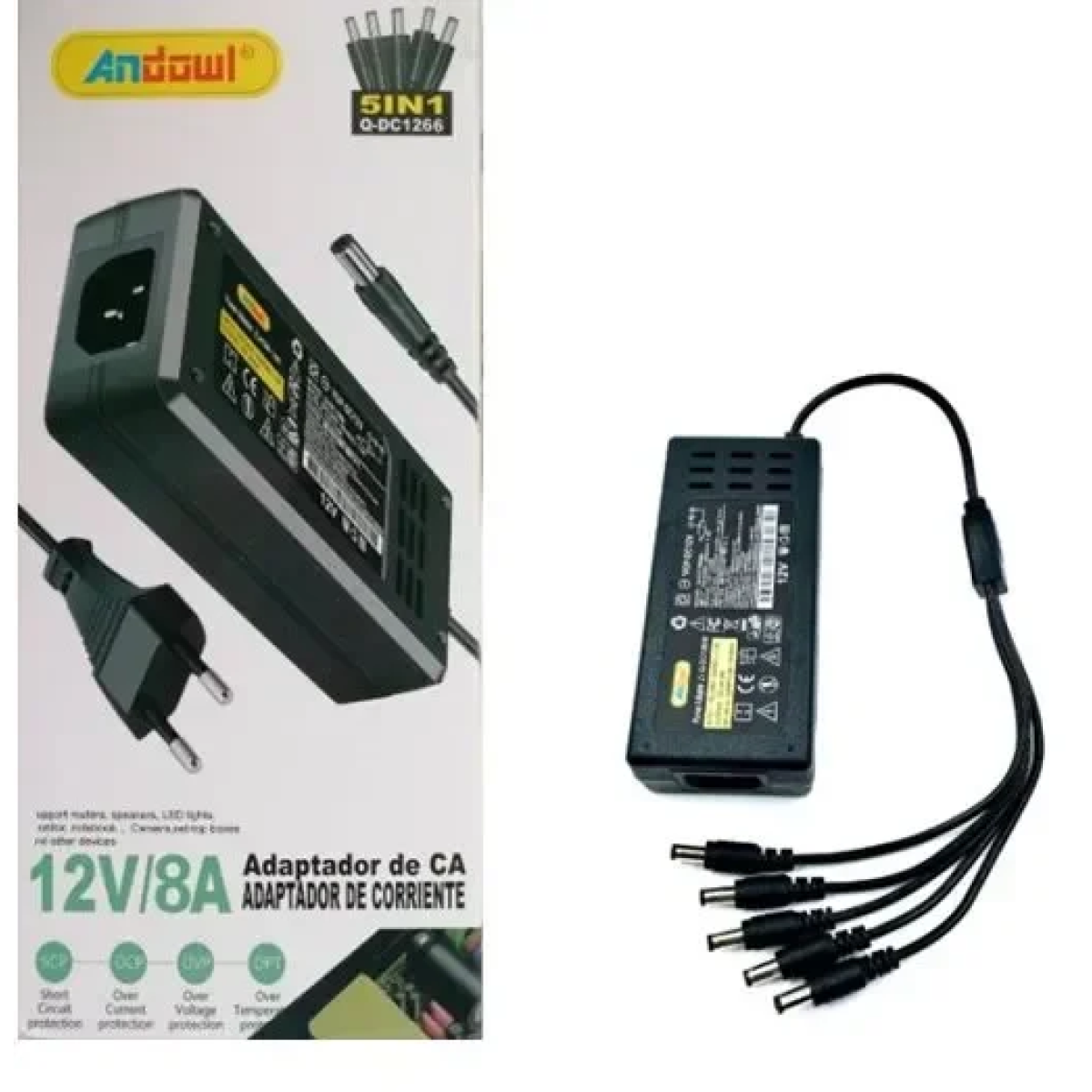 Universal τροφοδοτικό 12V 8A 96W με 5 βύσματα Andowl Q-DC1266 μαύρο | G ...