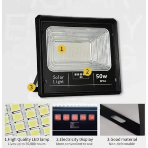 Ηλιακός προβολέας LED 50W με τηλεχειριστήριο και πάνελ Jortan | G for ...