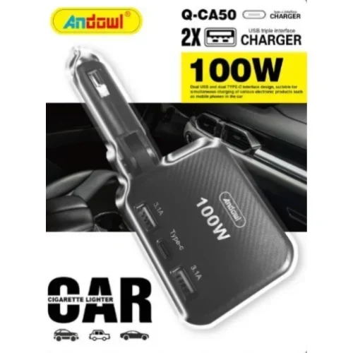 Φορτιστής Αυτοκινήτου 100W με 2 θύρες USB Andowl Q-CA50 | G for Gadget
