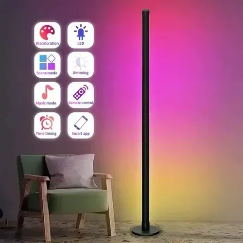 Έξυπνο φωτιστικό δαπέδου LED RGB με τηλεχειριστήριο LD022 - μαύρο | G ...