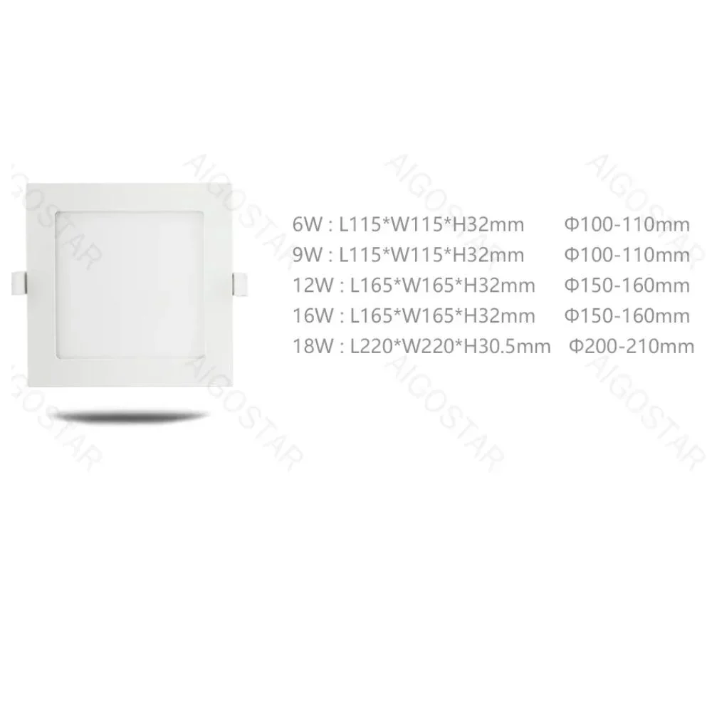 Aigostar Τετράγωνο Χωνευτό LED Panel Ισχύος 18W με Λευκό Φως Ημέρας ...