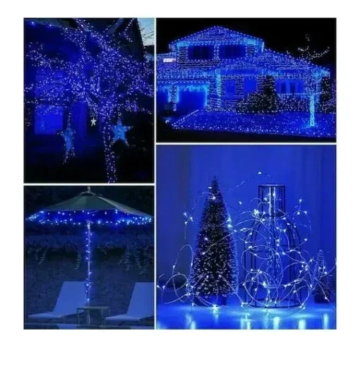 Χριστουγεννιάτικα ηλιακά λαμπάκια 100LED 12m με μπλε φωτισμό | G for Gadget