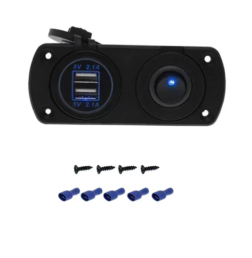 Διπλός φορτιστής αυτοκινήτου USB 12V με ενσωματωμένη βάση πάνελ και ...
