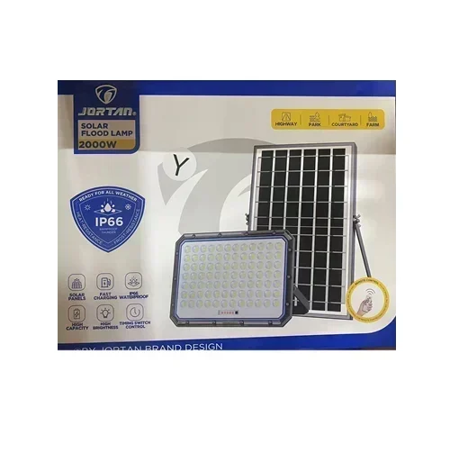 Αδιάβροχος ηλιακός προβολέας LED 2000W με πάνελ Jortan | G for Gadget