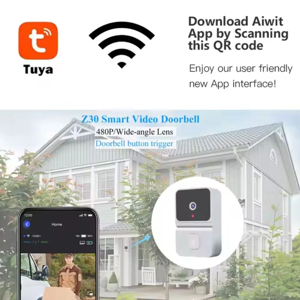 Z30 Ασύρματο Κουδούνι Πόρτας WiFi με Κάμερα Υψηλής Ευκρίνειας και ...