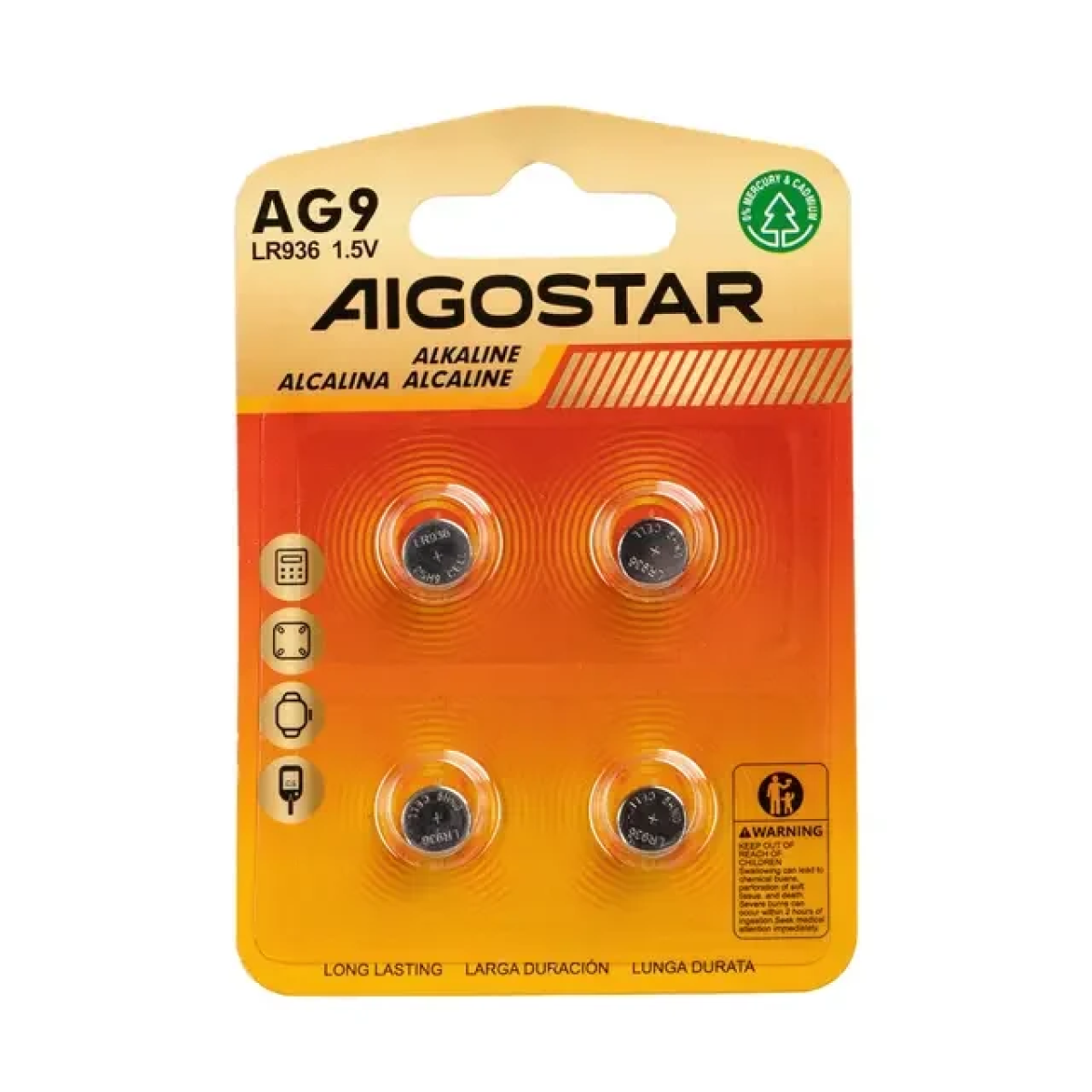 Μπαταρίες Κουμπί AG9 LR936 1.5V 4τμχ Aigostar | G for Gadget