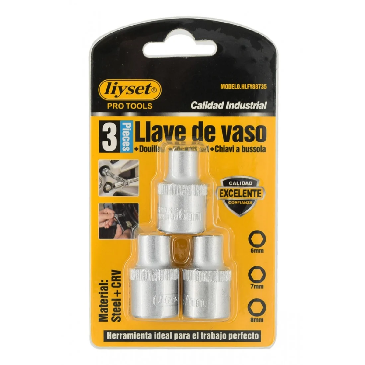 Liyset Καρυδάκια Εξάγωνα Σετ 3 Τεμαχίων 6/7/8mm - 88735 | G for Gadget