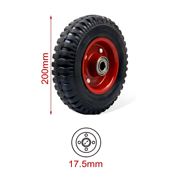 Συμπαγής ρόδα για καρότσια 200mm 8'' 9367910 μαύρο/κόκκινο | G for Gadget