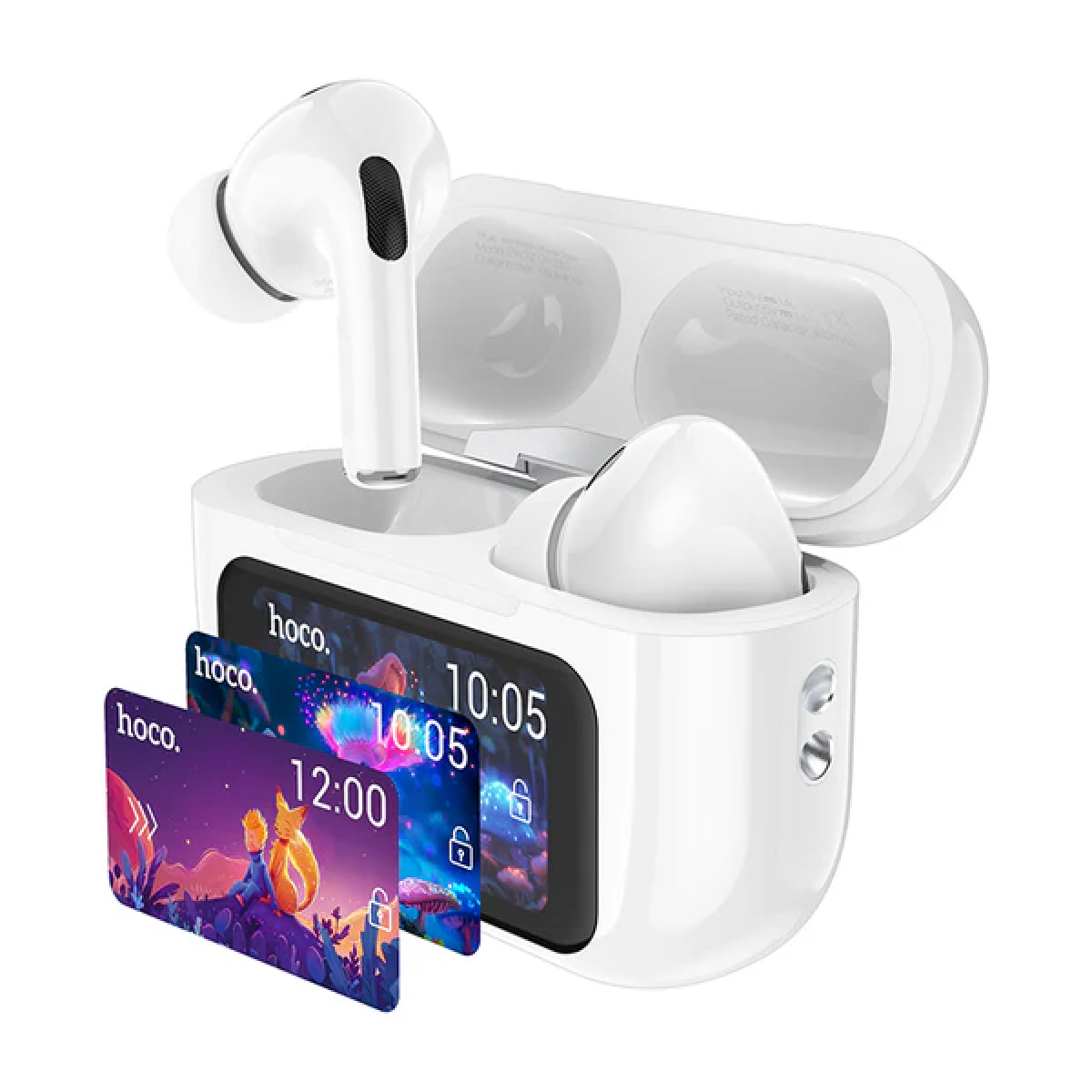 Ασύρματα Ακουστικά Bluetooth Με Θήκη Φόρτισης & Οθόνη Αφής Λευκά Hoco ...