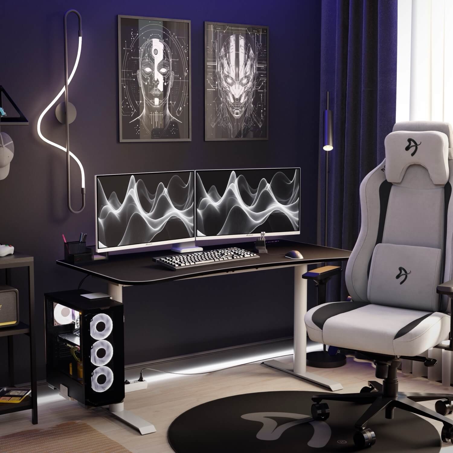 Arozzi Arena Gaming Desk - Medium White ARENA-MEDIUM-WT | G for Gadget