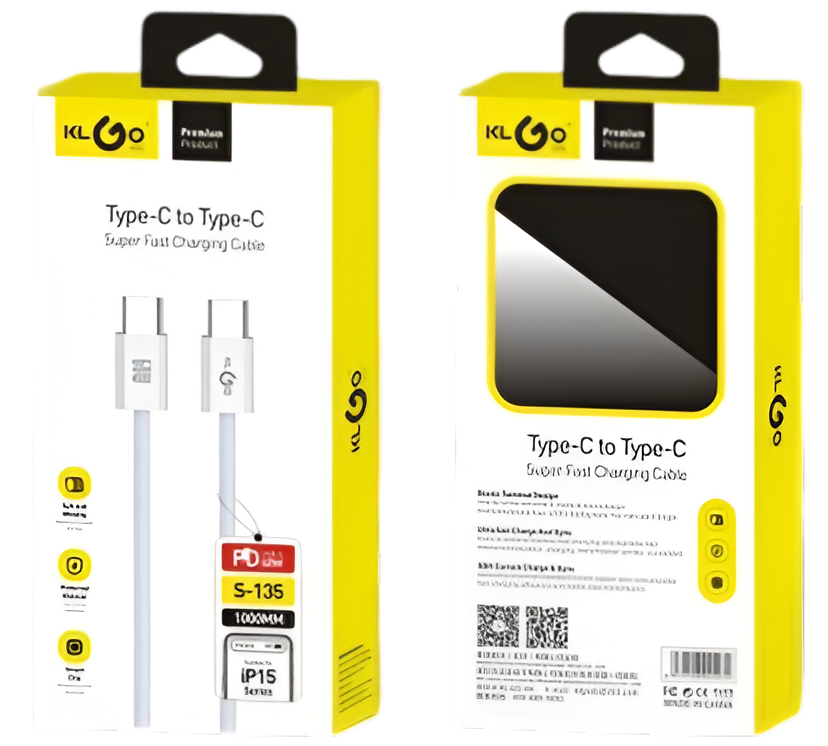 Καλώδιο Φόρτισης Type-C σε Type-C 60W 1m Λευκό KLGO S-135 | G for Gadget