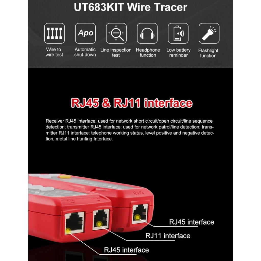 Σετ Tester & Tracker Καλωδίων Δικτύου RJ45 / RJ11 / Τηλεφωνικές Γραμμές ...