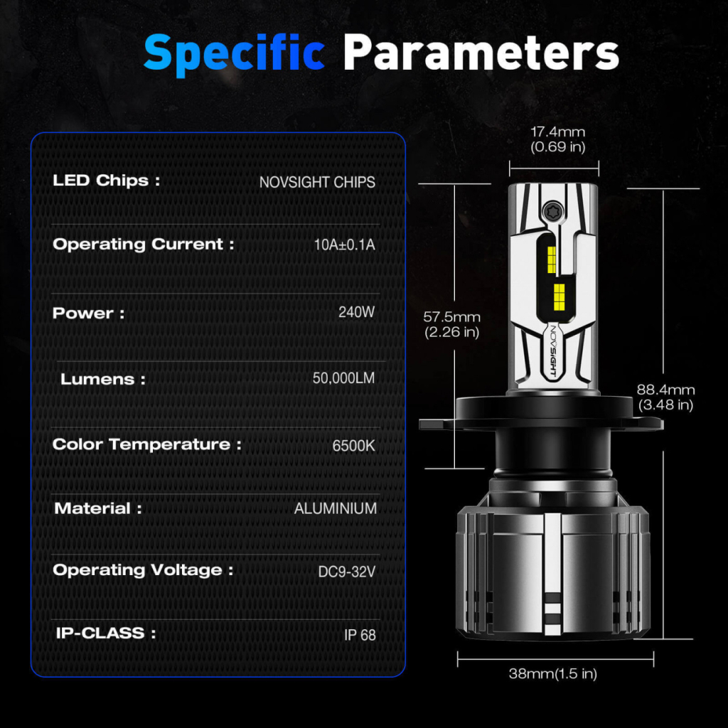 Σετ Λάμπες Novsight LED H4 12-24V 240W 50000LM 6500K IP68 A500-T1 | G ...