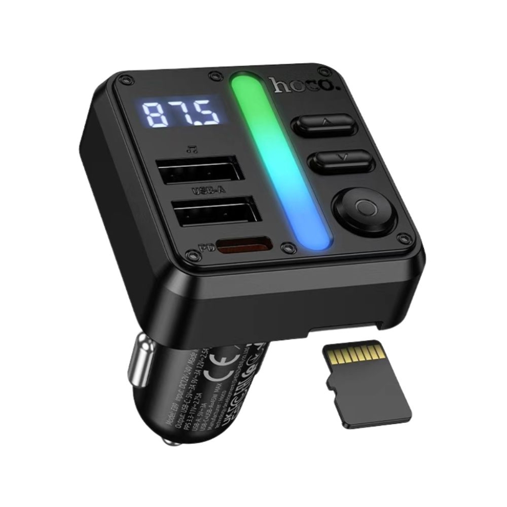 Bluetooth FM Transmitter HOCO E89 45W με USB-A & USB-C PD 30W ...